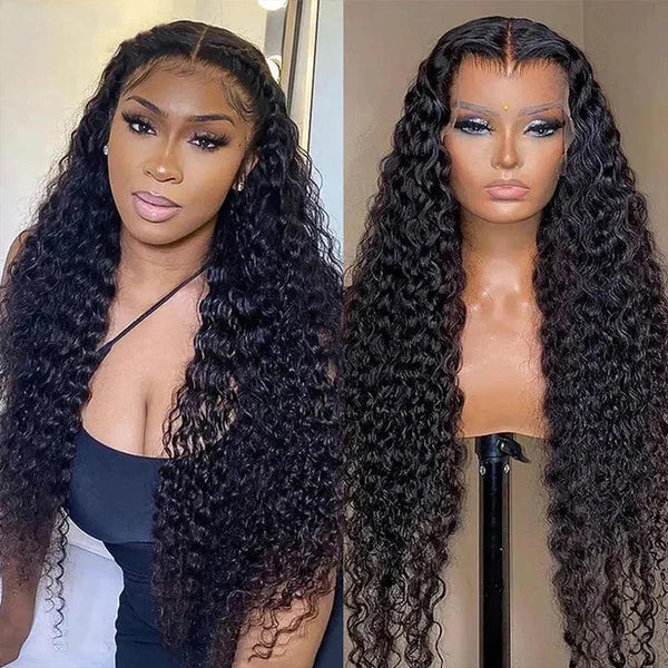 13x4 13x6 Transparent Lace Frontale Curly wave Perruque cheveux humain ...