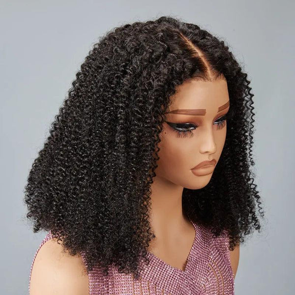 7x5 13x4 Glueless Rebondissant Bob Kinky Curly Perruque Sans Colle ...