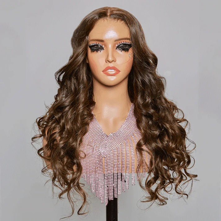 5x5 Glueless Perruque Sans Colle Couleur Brun Chocolat Body Wave ...