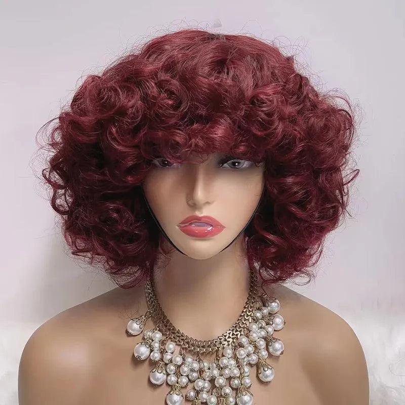 99j Glueless La Mode Boucles Rebondies Perruque Sans Colle Cheveux Humains